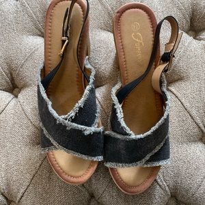 Forever 21 | Shoes | Black Denim Fringe Platform Sandals | Poshmark